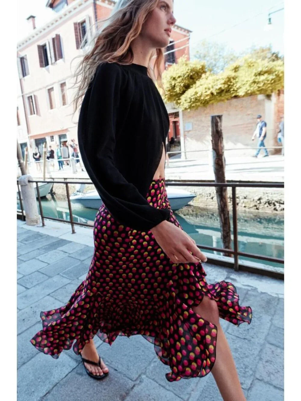 Zara | Skirts | Zara Asymmetric Polka Dot Midi Skirt | Poshmark
